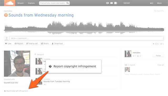 Report copyright infringement - Listen to music